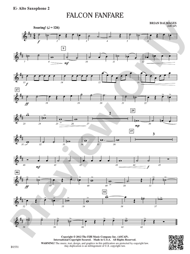 Falcon Fanfare: E-flat Alto Saxophone 2: E-flat Alto Saxophone 2 Part: Brian Balmages - Digital ...