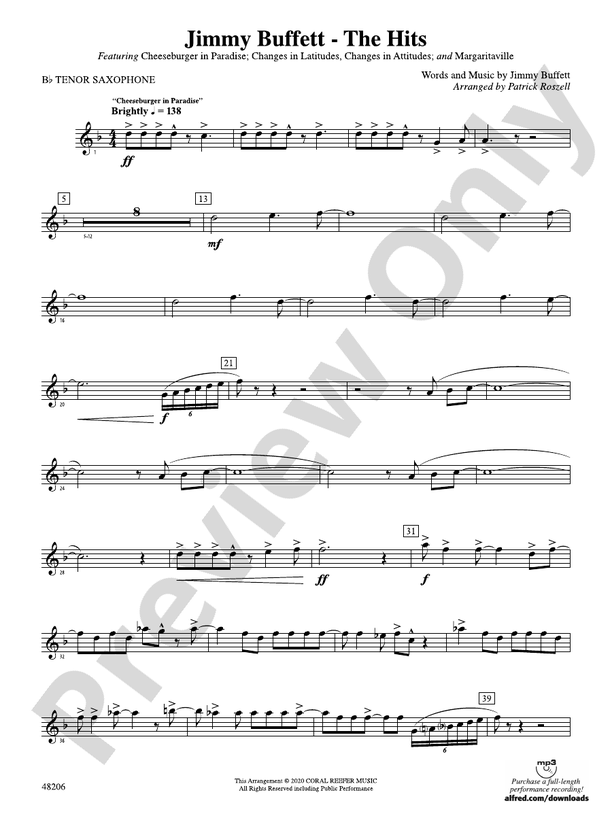 Jimmy Buffett--The Hits: B-flat Tenor Saxophone: B-flat Tenor Saxophone ...