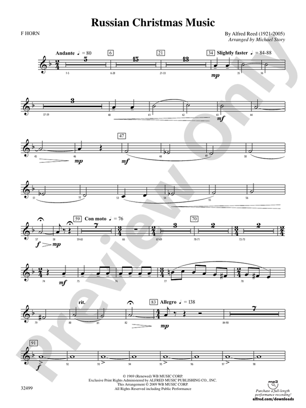 Russian Christmas Music: 1st F Horn: 1st F Horn Part - Digital Sheet ...