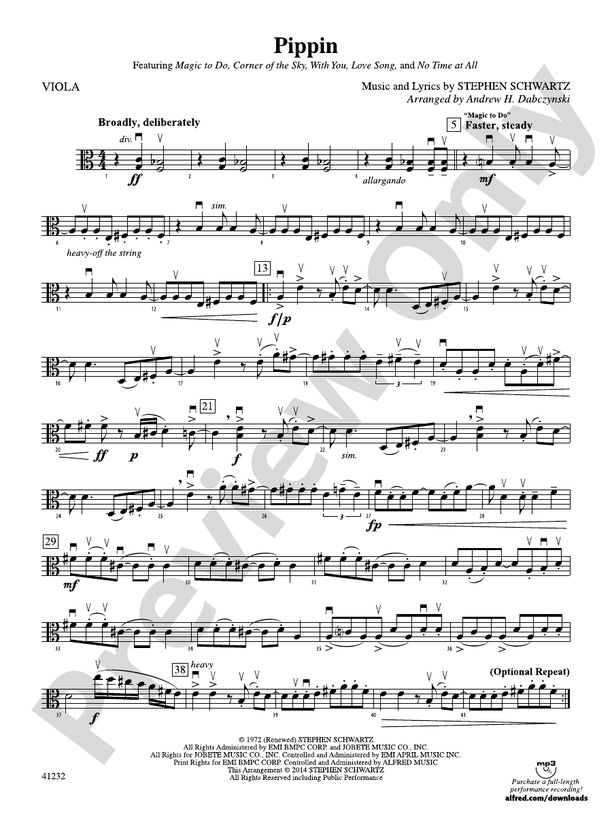 Pippin: Viola: Viola Part - Digital Sheet Music Download