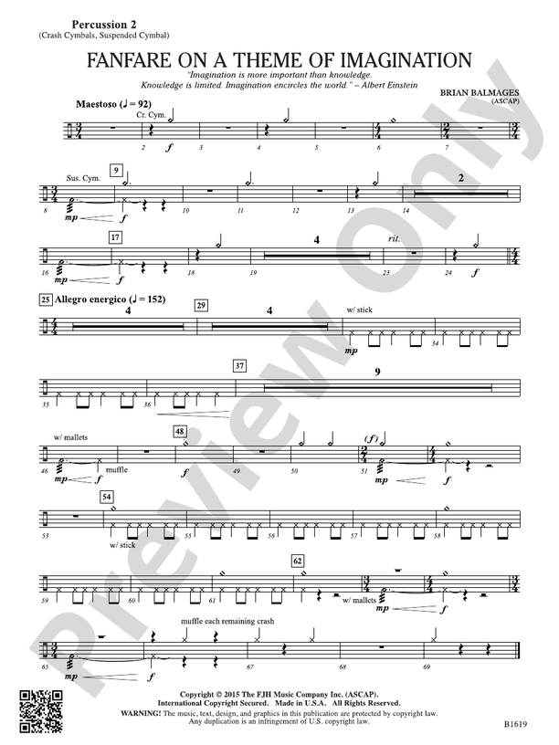 Fanfare on a Theme of Imagination: Percussion 2: Percussion 2 Part ...