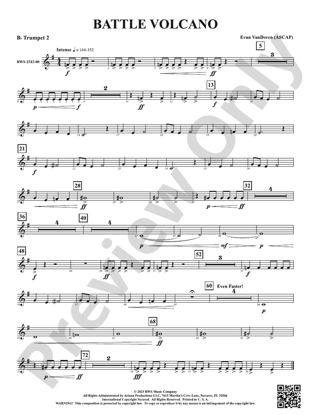 Battle Volcano: 2nd B-flat Trumpet: 2nd B-flat Trumpet Part: Evan VanDoren - Digital Sheet Music ...