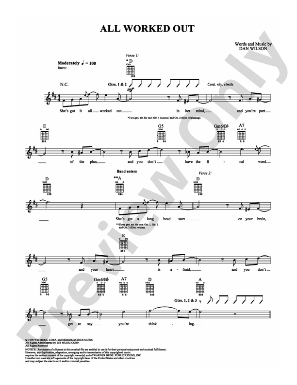 All Worked Out: Guitar TAB: Semisonic - Digital Sheet Music Download