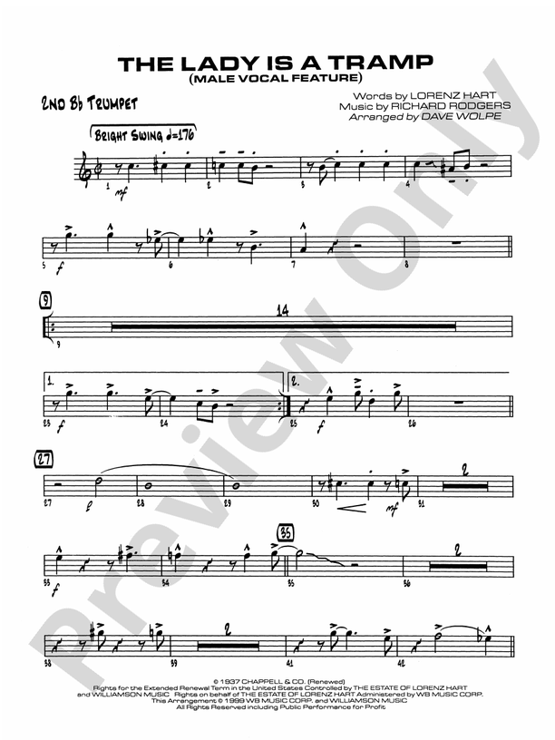 The Lady Is a Tramp: 2nd B-flat Trumpet: 2nd B-flat Trumpet Part ...