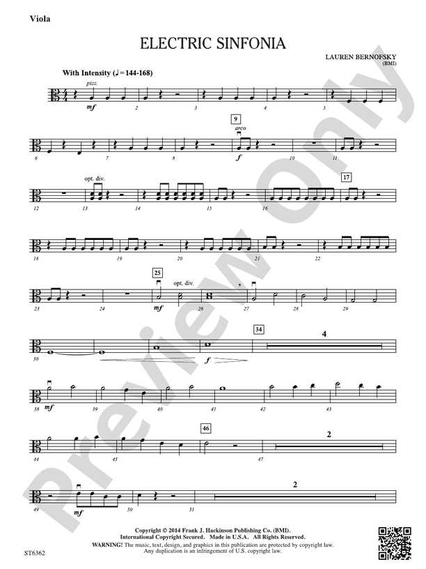 Electric Sinfonia: Viola: Viola Part: Lauren Bernofsky - Digital Sheet ...