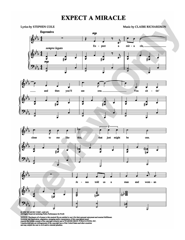 Expect a Miracle: Piano/Vocal/Chords: Claibe Richardson - Digital Sheet ...