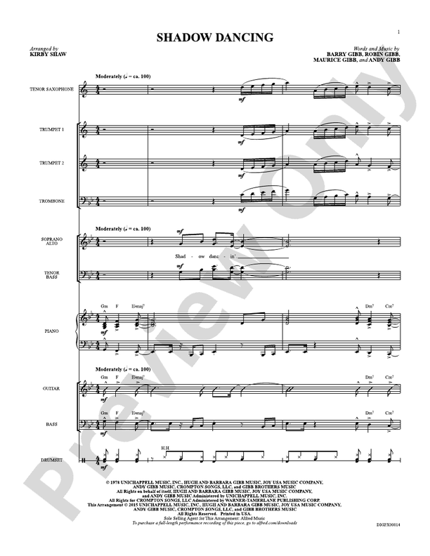 Shadow Dancing: Score: Choir Score: Andy Gibb - Digital Sheet Music ...