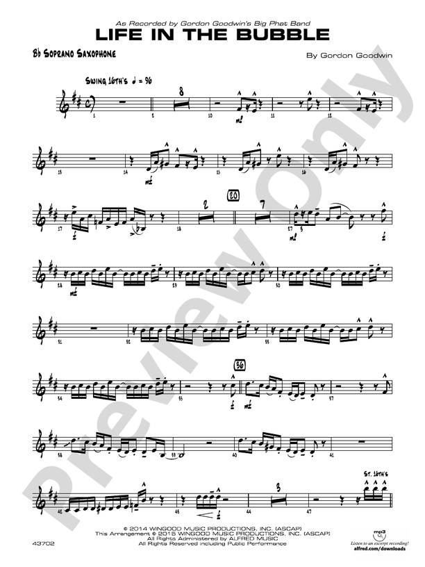 Life in the Bubble: 1st Bb Soprano Sax: 1st Bb Soprano Sax Part ...