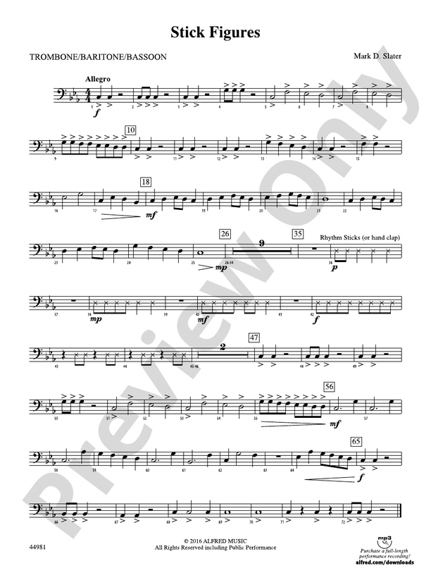 Stick Figures: 1st Trombone: 1st Trombone Part - Digital Sheet Music ...