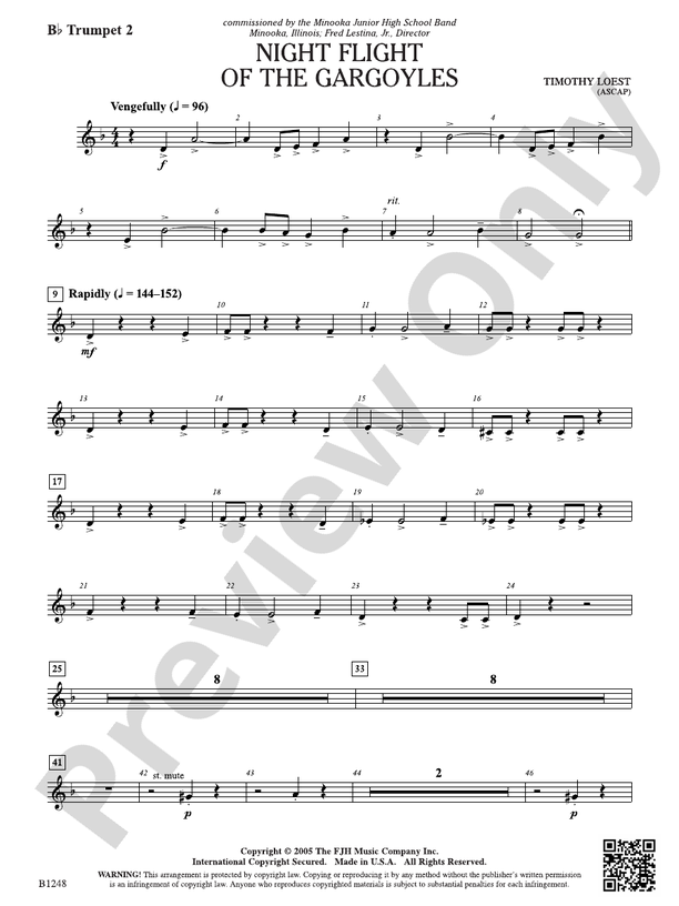 Night Flight of the Gargoyles: B-flat Trumpet 2: B-flat Trumpet 2 Part ...