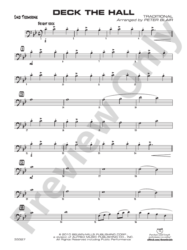 Deck the Hall: 2nd Trombone: 2nd Trombone Part - Digital Sheet Music ...