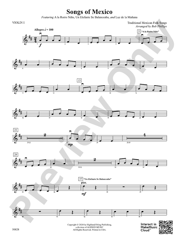 Songs of Mexico: 1st Violin: 1st Violin Part - Digital Sheet Music Download