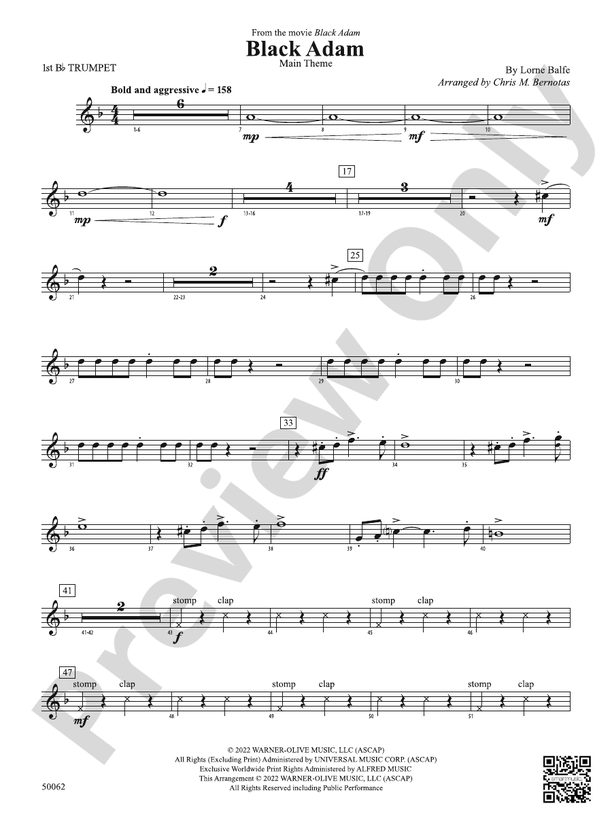 Black Adam: 1st B-flat Trumpet: 1st B-flat Trumpet Part - Digital Sheet ...