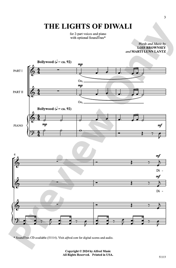 The Lights of Diwali: 2-Part Choral Octavo: Lois Brownsey - Digital ...