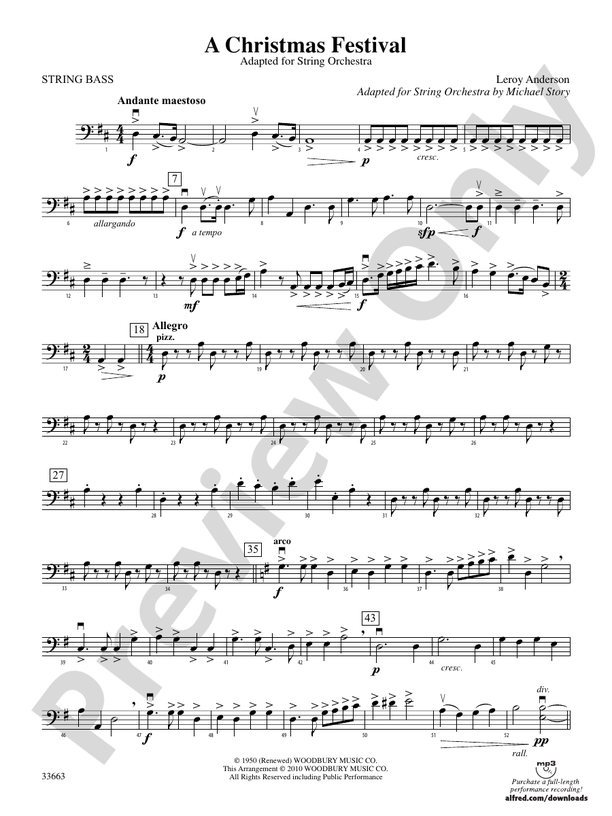 A Christmas Festival: String Bass: String Bass Part - Digital Sheet ...