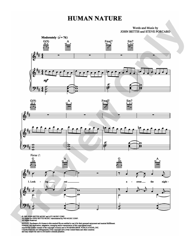 Human Nature: Piano/Vocal/Chords: Quincy D. Jones - Digital Sheet Music Download