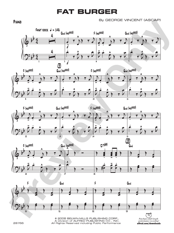Fat Burger: Piano Accompaniment: Piano Accompaniment Part - Digital ...