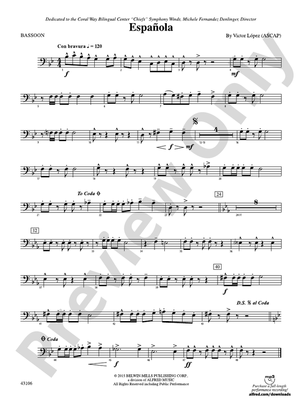 Española: Bassoon: Bassoon Part - Digital Sheet Music Download