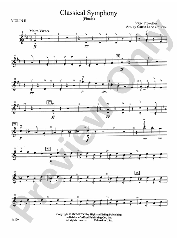 Classical Symphony: 2nd Violin: 2nd Violin Part - Digital Sheet Music Download