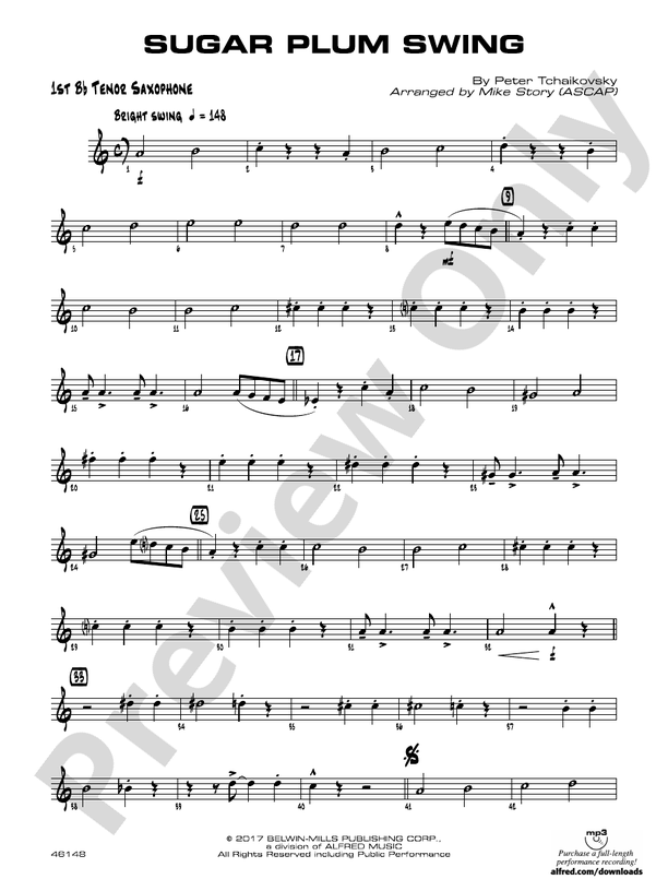 Sugar Plum Swing: B-flat Tenor Saxophone: B-flat Tenor Saxophone Part - Digital Sheet Music Download