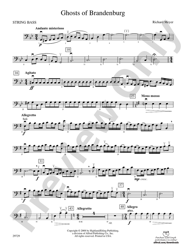 Ghosts of Brandenburg: String Bass: String Bass Part - Digital Sheet ...