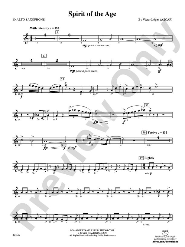 Spirit of the Age: E-flat Alto Saxophone: E-flat Alto Saxophone Part ...