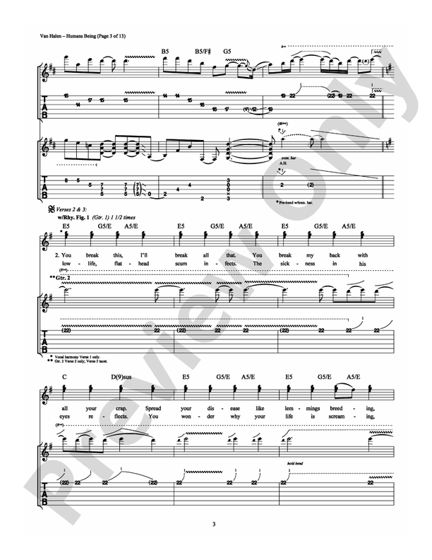 Humans Being: Guitar TAB: Van Halen - Digital Sheet Music Download