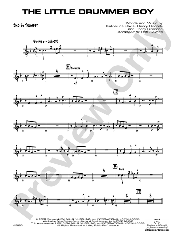 The Little Drummer Boy: 2nd B-flat Trumpet: 2nd B-flat Trumpet Part ...