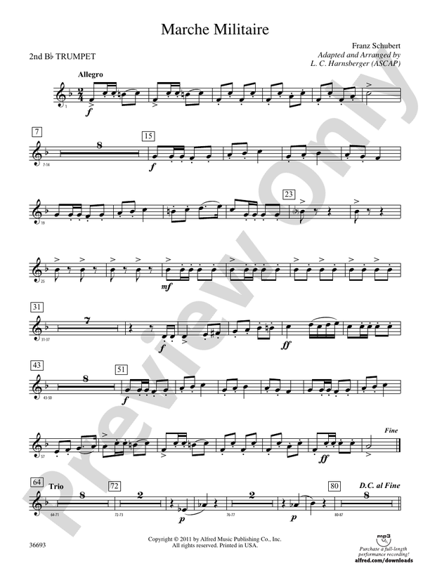 Marche Militaire: 2nd B-flat Trumpet: 2nd B-flat Trumpet Part - Digital ...
