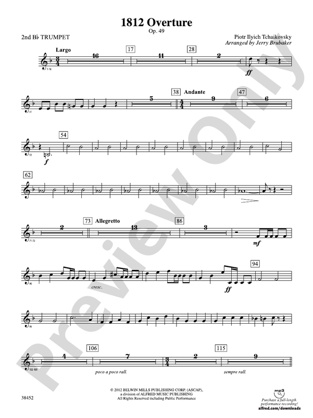1812 Overture: 2nd B-flat Trumpet: 2nd B-flat Trumpet Part - Digital Sheet Music Download