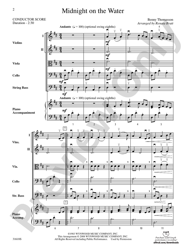 Midnight on the Water: String Orchestra Conductor Score & Parts: Benny ...
