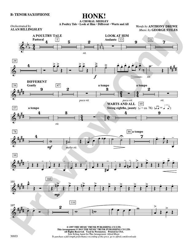 Honk!: B-flat Tenor Saxophone: B-flat Tenor Saxophone Part - Digital ...