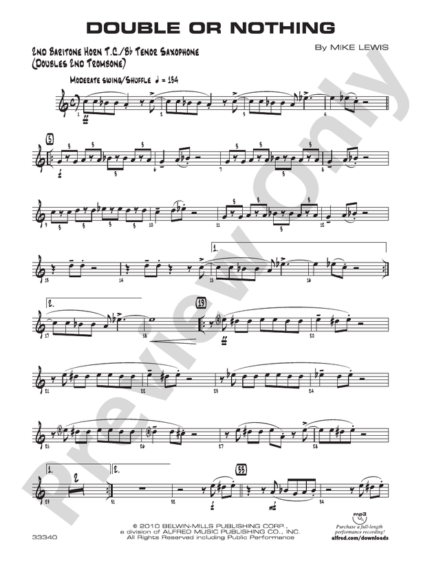 Double or Nothing: 2nd Baritone T.C.: 2nd Baritone T.C. Part - Digital Sheet Music Download