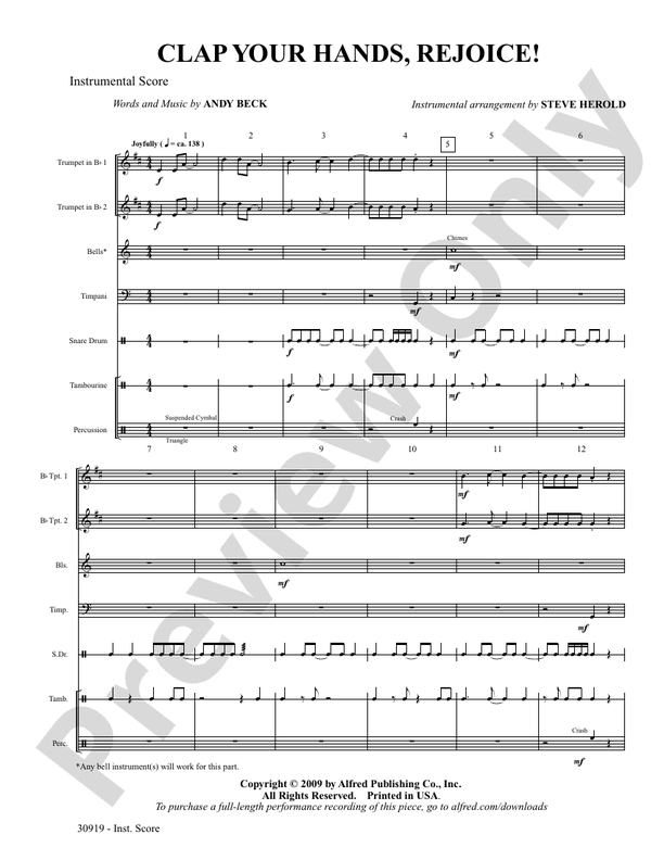 Clap Your Hands, Rejoice!: Score: Choir Score - Digital Sheet Music ...