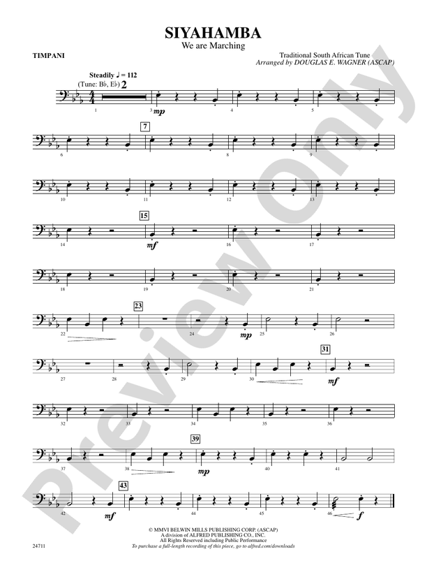 Siyahamba (We Are Marching): Timpani: Timpani Part - Digital Sheet ...
