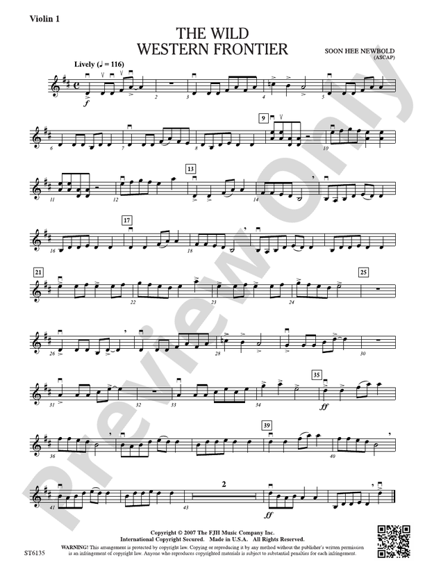 The Wild Western Frontier: Violin 1: Violin 1 Part: Soon Hee Newbold ...