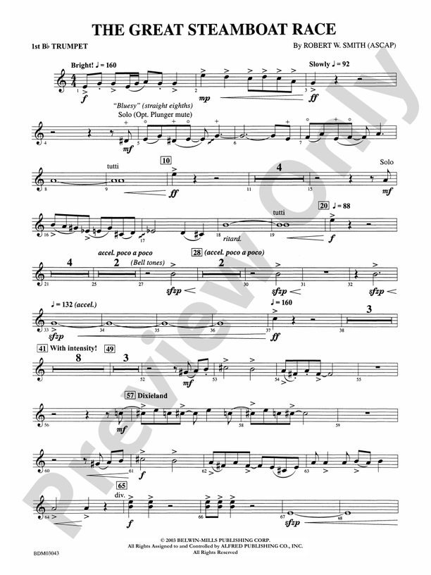 The Great Steamboat Race: 1st B-flat Trumpet: 1st B-flat Trumpet Part ...