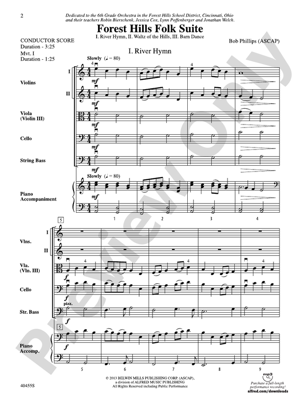 Forest Hills Folk Suite: String Orchestra Conductor Score & Parts: Bob ...