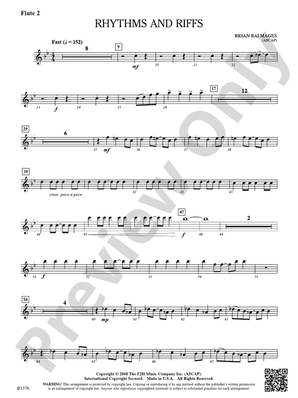 Rhythms and Riffs: Flute 2: Flute 2 Part: Brian Balmages - Digital Sheet Music Download