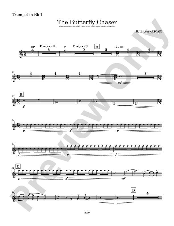 The Butterfly Chaser: 1st B-flat Trumpet: 1st B-flat Trumpet Part - Digital Sheet Music Download