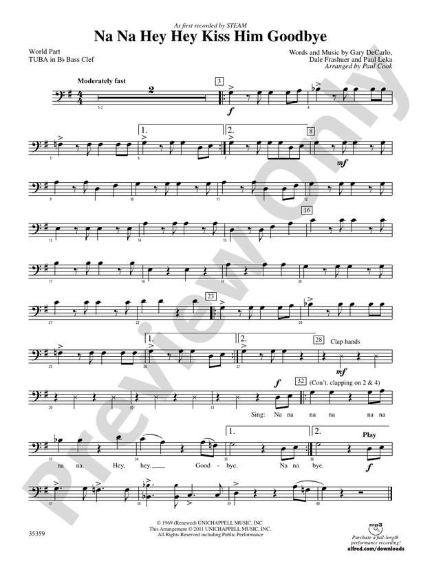 Na Na Hey Hey Kiss Him Goodbye: (wp) B-flat Tuba B.C.: (wp) B-flat Tuba ...