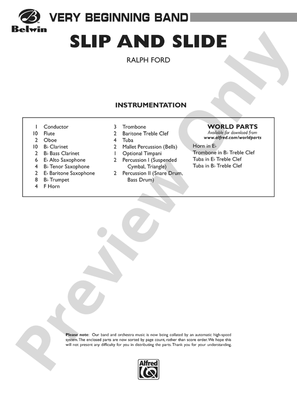 Slip and Slide: Score: Concert Band Score - Digital Sheet Music Download