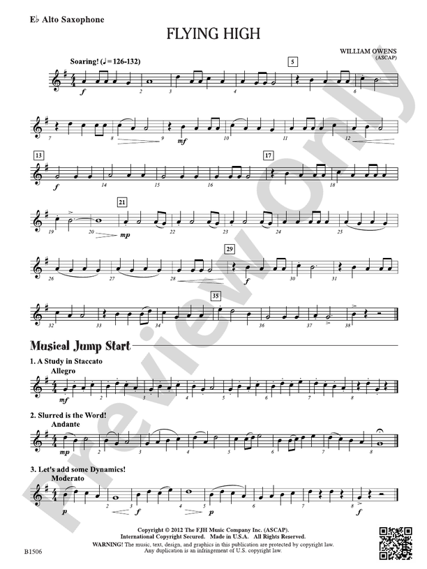 Flying High: E-flat Alto Saxophone: E-flat Alto Saxophone Part: William ...