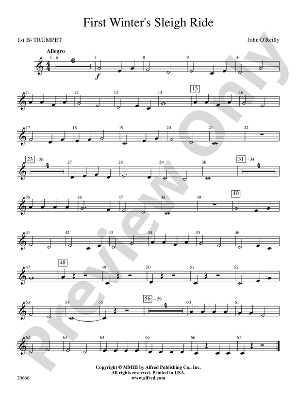 First Winter's Sleigh Ride: 1st B-flat Trumpet: 1st B-flat Trumpet Part ...