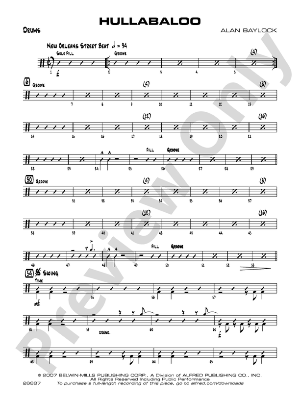 Hullabaloo: Drums: Drums Part - Digital Sheet Music Download