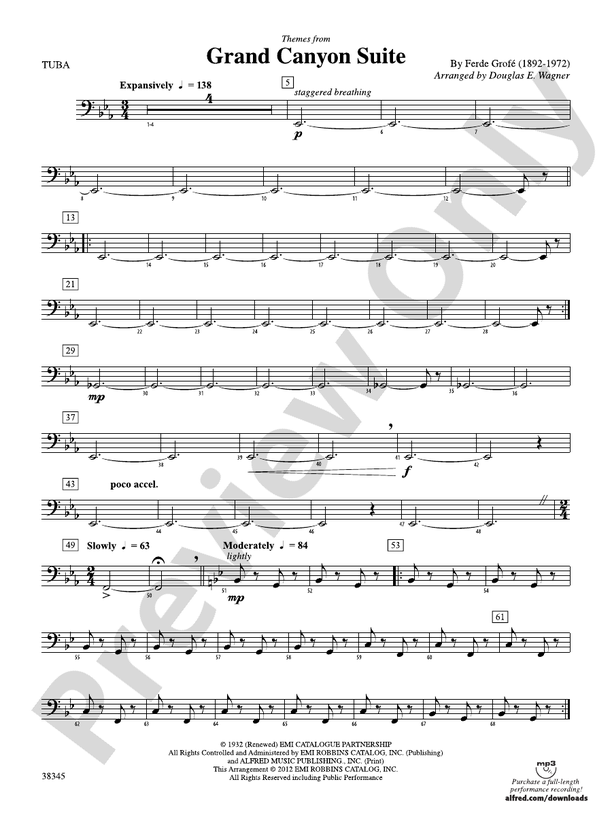Grand Canyon Suite, Themes from: Tuba: Tuba Part - Digital Sheet Music ...