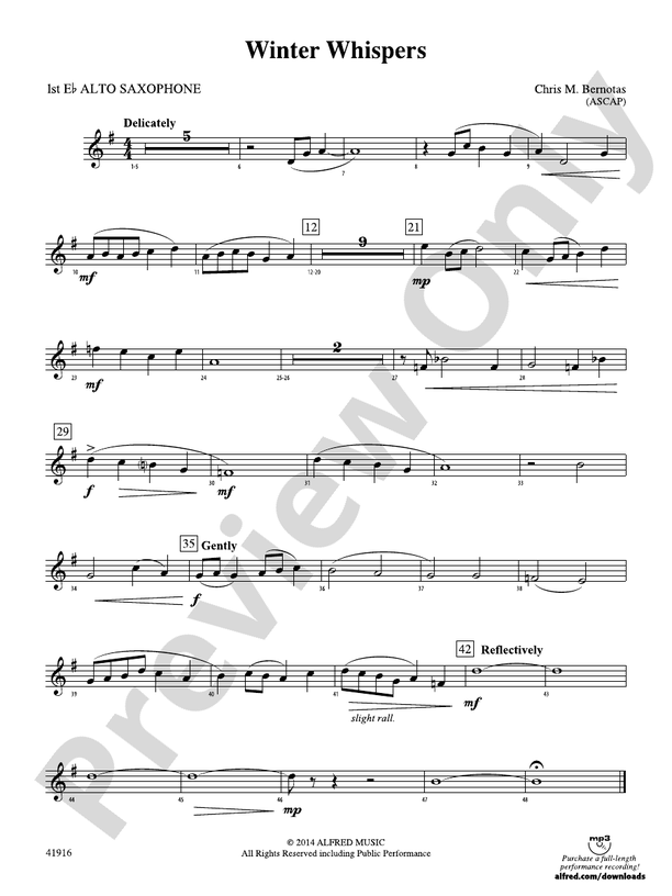 Winter Whispers: E-flat Alto Saxophone: E-flat Alto Saxophone Part - Digital Sheet Music Download