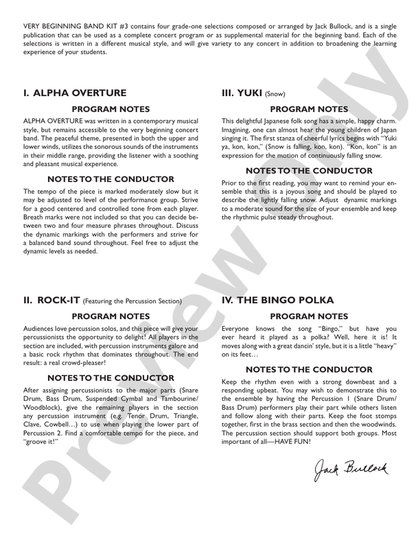 Belwin Very Beginning Band Kit #3: Concert Band Conductor Score & Parts ...