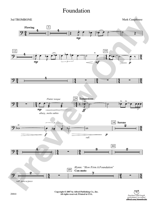 Foundation: 3rd Trombone: 3rd Trombone Part - Digital Sheet Music Download