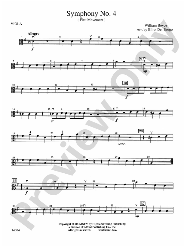 Symphony No. 4, 1st Movement: Viola: Viola Part - Digital Sheet Music ...